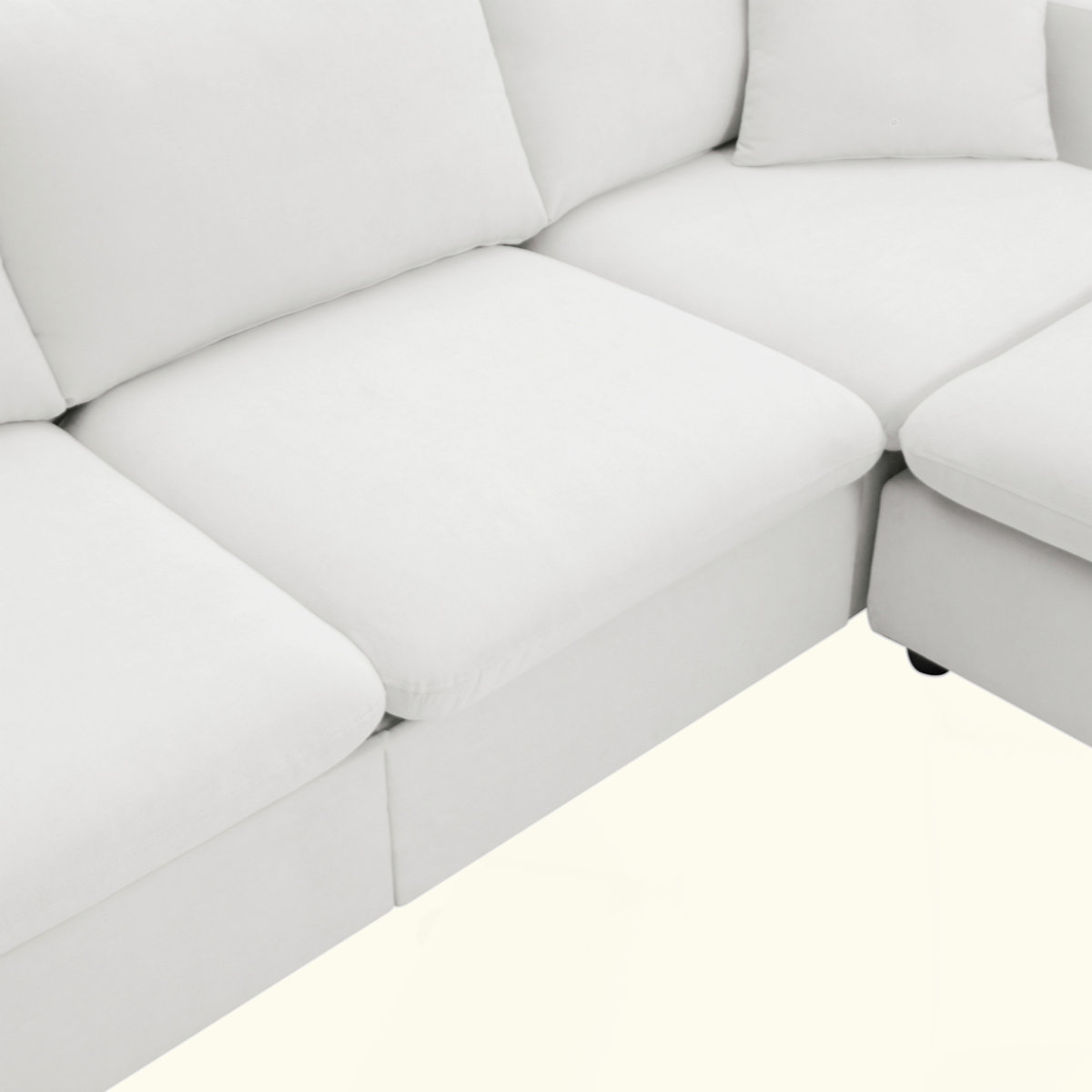 Latitude Run® Modern Sectional Sofa With Throw Pillows,Cloud L-Shaped Couch Set With Wide Seat,4 ...